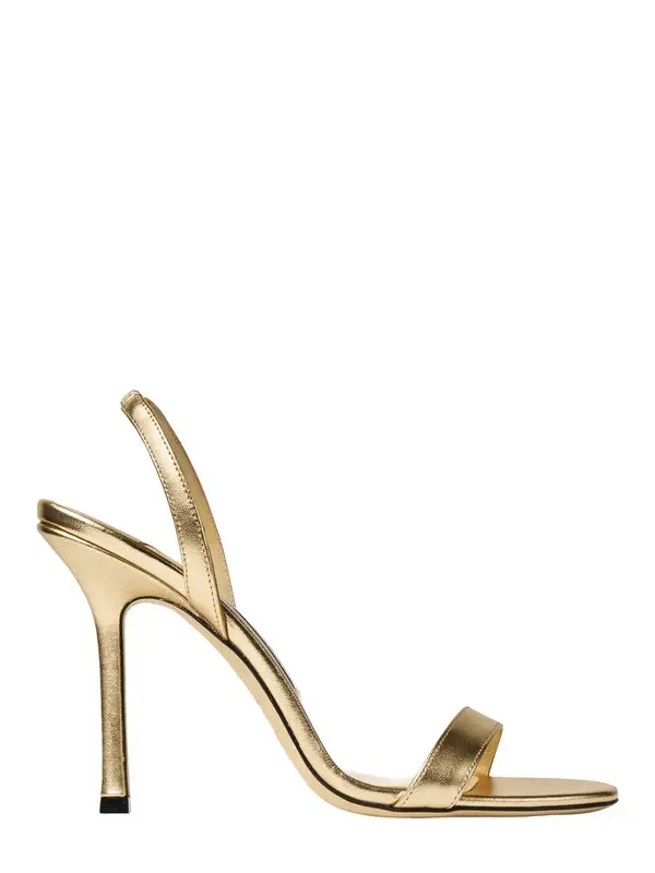 JIMMY CHOO Jen 100 Metallic Leather Heeled Sandals - Gold