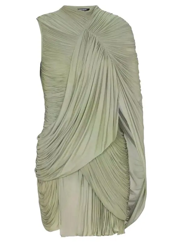 Balmain Draped Flowing Dress - Green