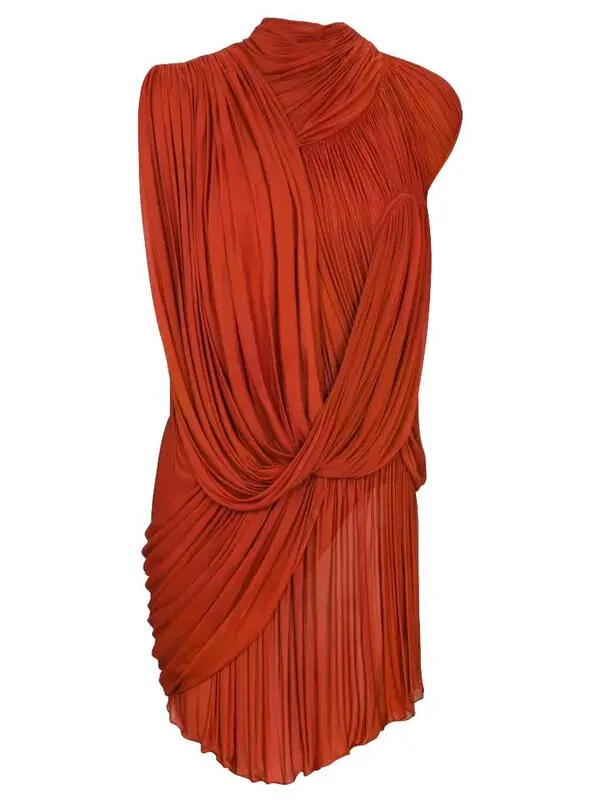 Balmain Draped Flowing Jersey Dress - Red