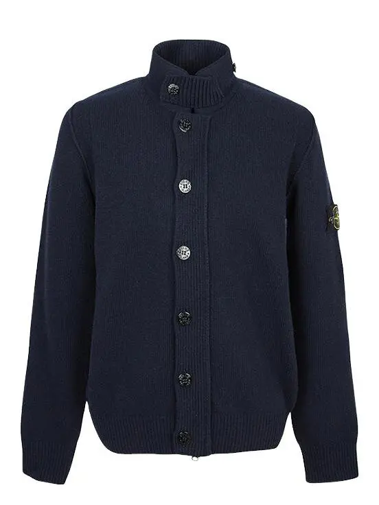 Stone Island Zip-up Cardigan - Navy Blue