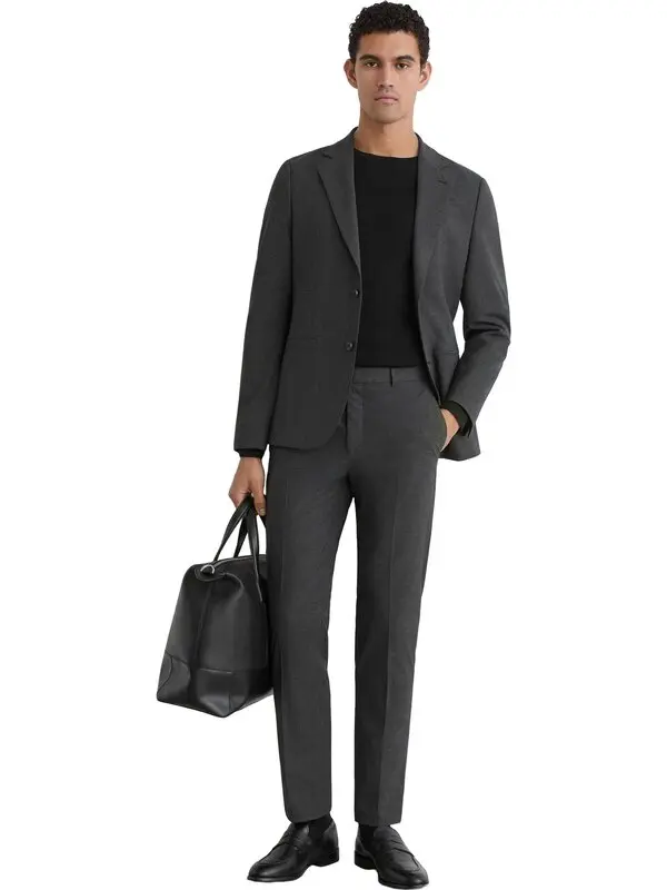 REISS Graduate Check Tailored-fit Suit Trousers - Charcoal Grey