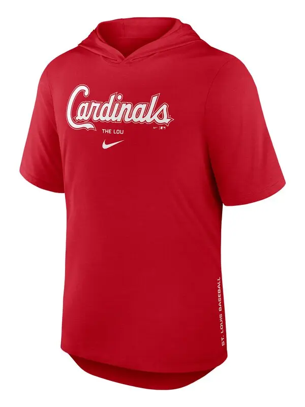 Nike St. Louis Cardinals Arched Wordmark Dri-fit Mlb Hooded T-shirt - Red