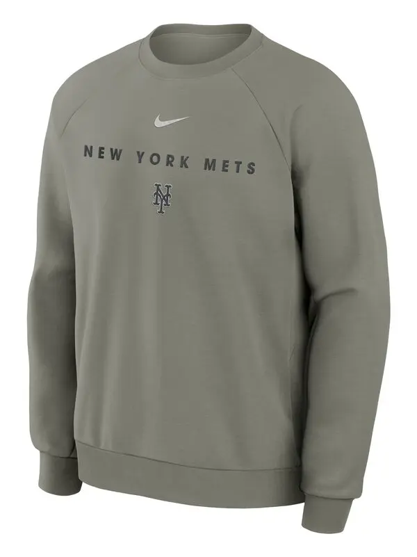 Nike New York Mets Primary Pullover Crew - Grey