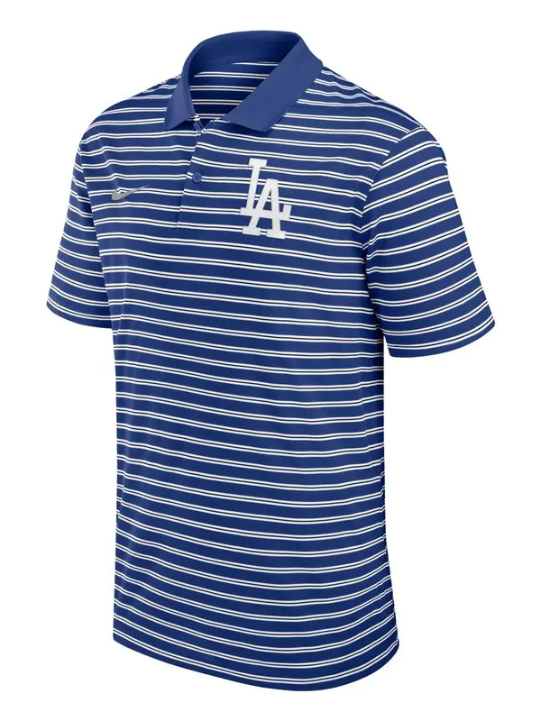 Nike Los Angeles Dodgers Striped Victory Dri-fit Mlb Polo - Blue