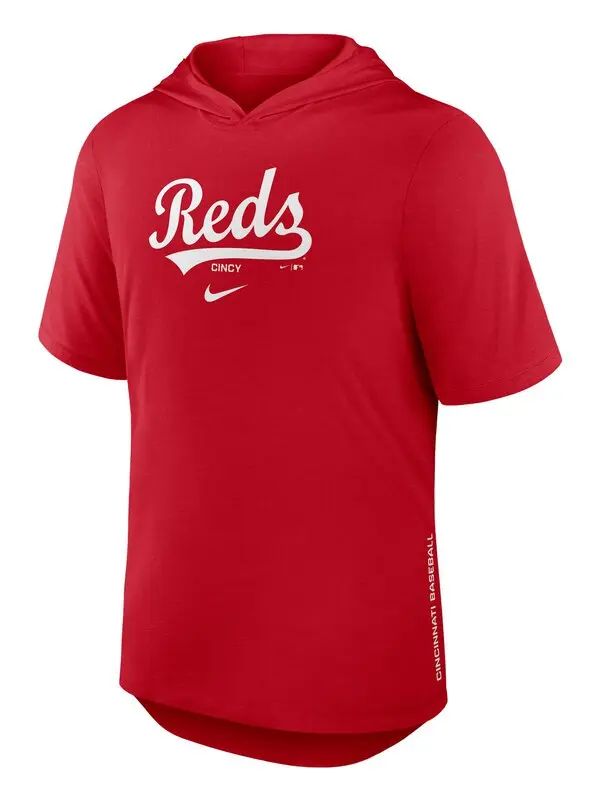 Nike Cincinnati Reds Arched Wordmark Dri-fit Mlb Hooded T-shirt - Red