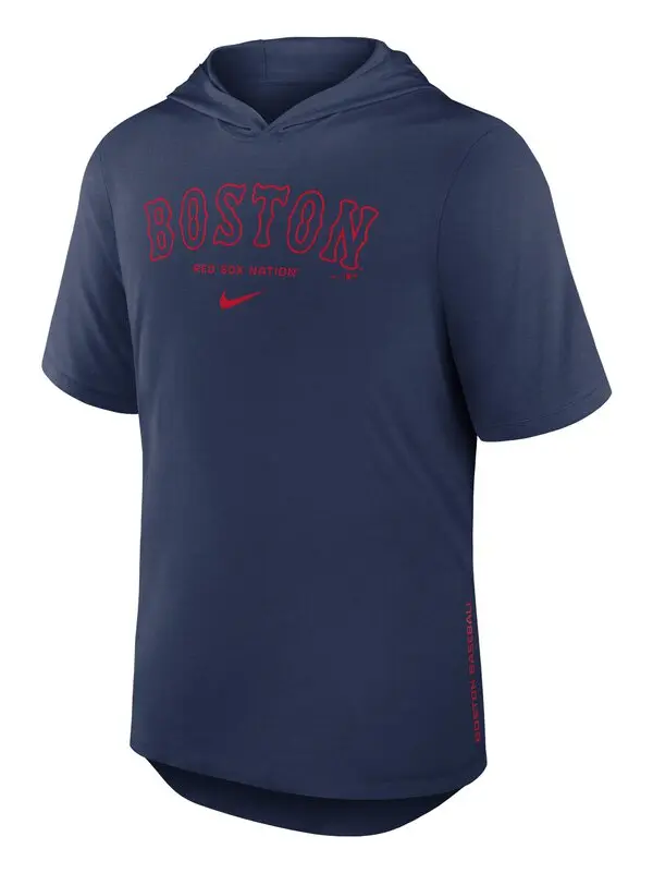 Nike Boston Red Sox Arched Wordmark Dri-fit Mlb Hooded T-shirt - Blue