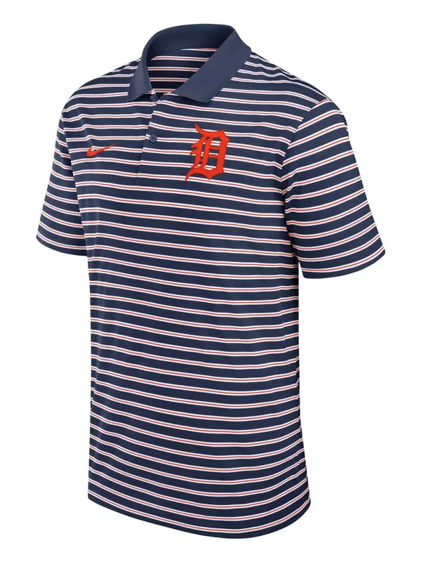 Nike Detroit Tigers Striped Victory Dri-fit Mlb Polo - Blue