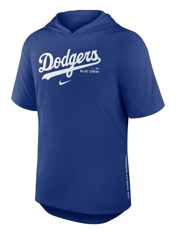 Nike Los Angeles Dodgers Arched Wordmark Dri-fit Mlb Hooded T-shirt - Blue