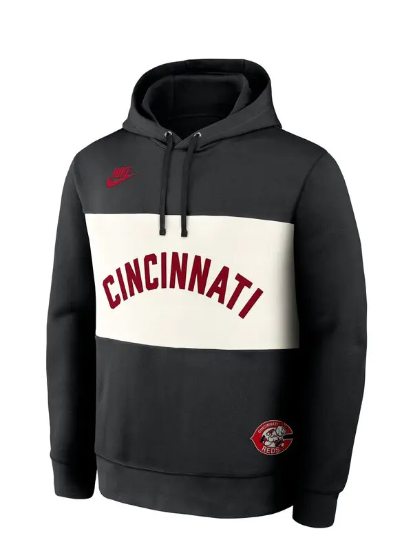 Nike Cincinnati Reds Cooperstown Legacy Mlb Pullover Hoodie - Black