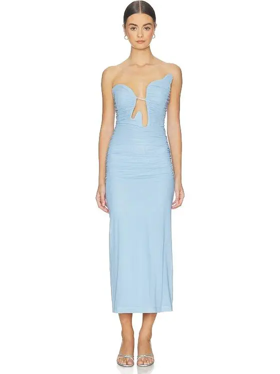 Bardot Julane Mesh Midi Dress - Soft Blue