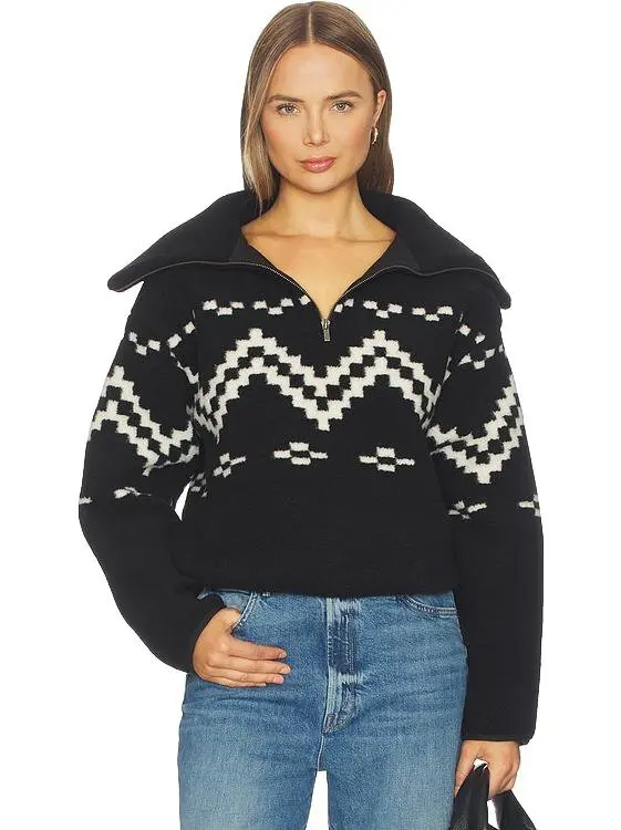 4TH & RECKLESS Dayna Zip Up Fleece With Geometric Print - Black