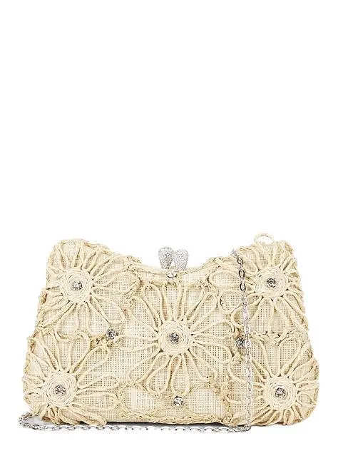 Emm Kuo Gustavia Raffia Flower Clutch - Natural Raffia