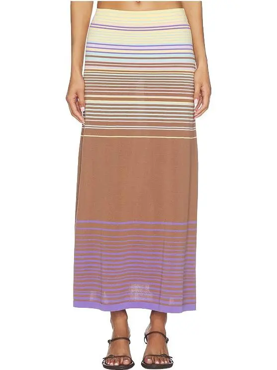Faithfull The Brand Casia Maxi Skirt - Daniela Stripe Mocha Col. 26 Lilac