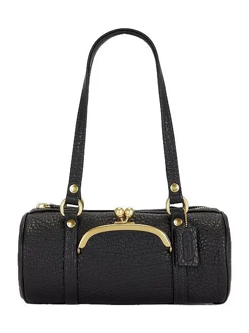 COACH Originals Textured Pebble Leather Kisslock Barrel Bag 28 - Black