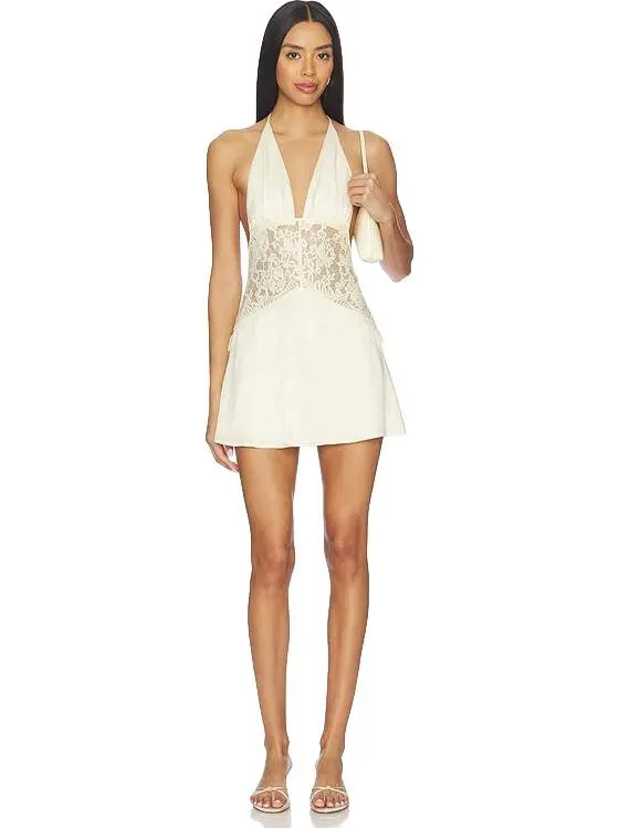 MORE TO COME Kimmie Mini Dress With Lace Detail - Ivory