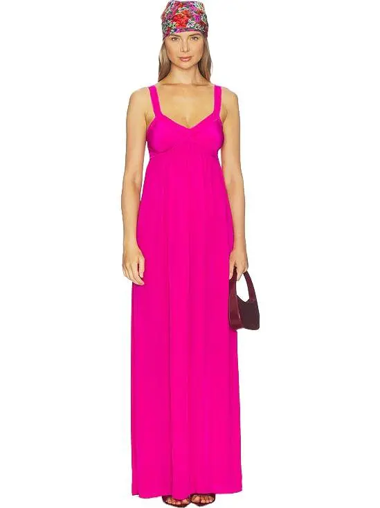 Essentiel Antwerp Jacobean Maxi Babydoll Dress - Mauve Love