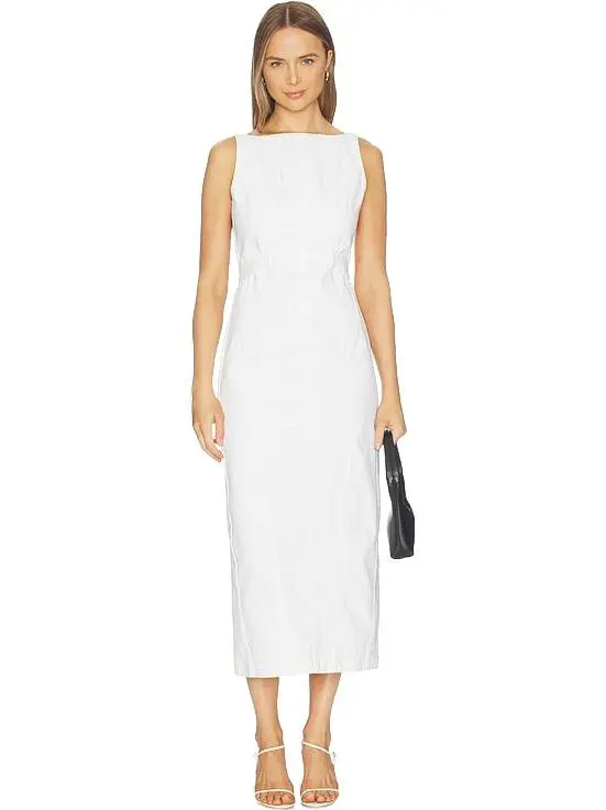 ET OCHS Farley Denim Midi Dress - White