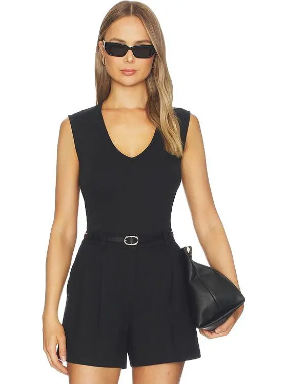 Sold Out NYC Sleeveless V-neck Ribbed Jersey Tank - Black