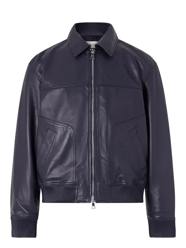 Officine Générale Cassio Leather Jacket - Blue
