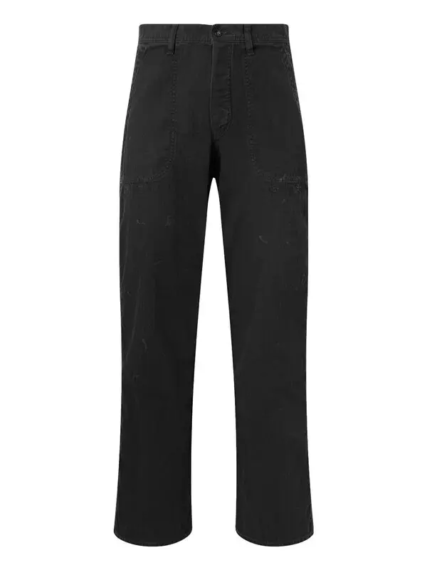FULLCOUNT Herringbone Straight-leg Trousers - Black
