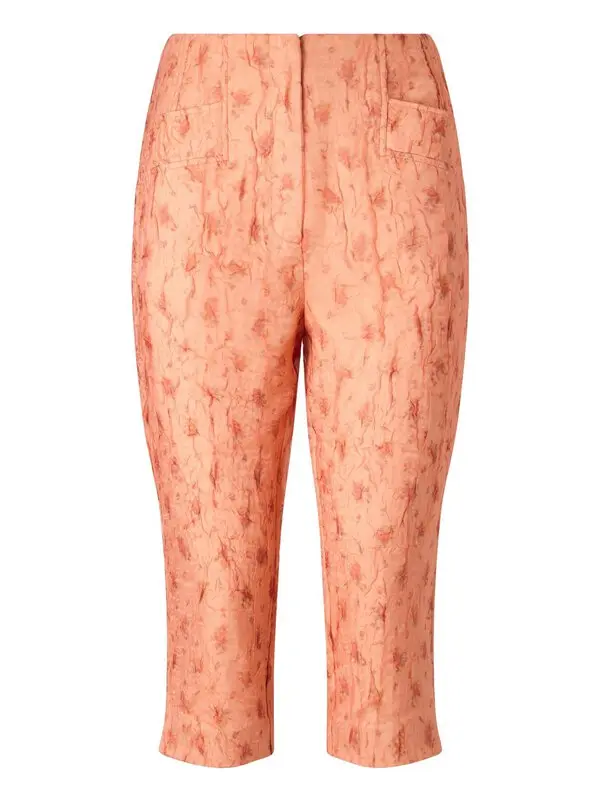 GANNI Floral-print Crinkled Capri Pants - Pink