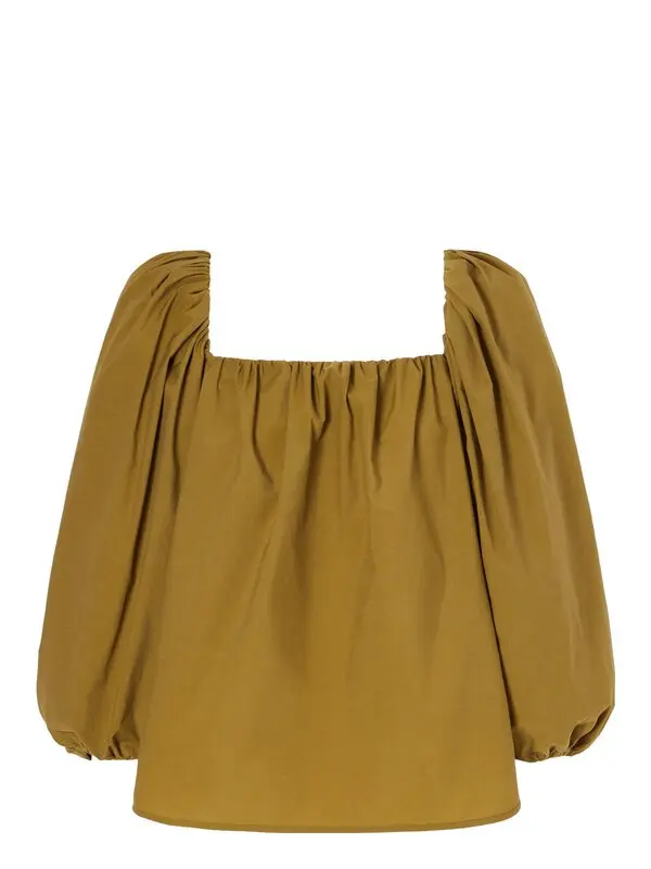 Saint Laurent Gathered Poplin Blouse - Green