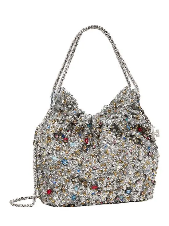 Tory Burch Mini Fleming Embellished Hobo Bag - Multi Stone