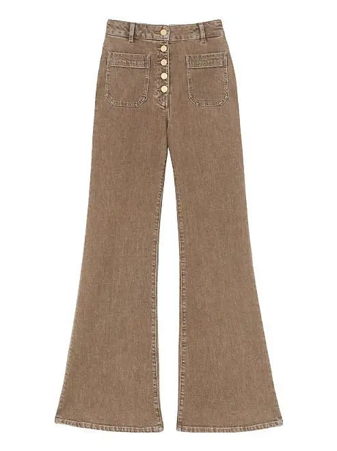 REISS Cali Flared Denim Jeans - Light Brown