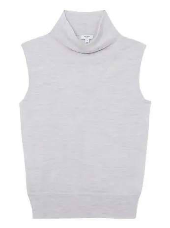 REISS Sleeveless Wool Top - Grey Marl