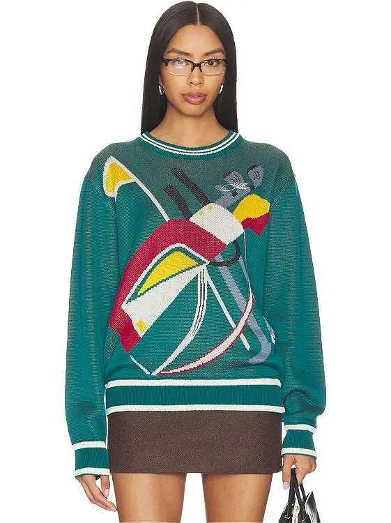 YELLOW THE LABEL Golfbag Tencel Knit Pullover - Teal