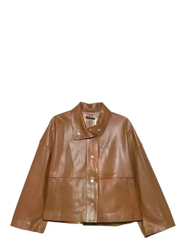 Nour Hammour Park Leather Jacket - Brown