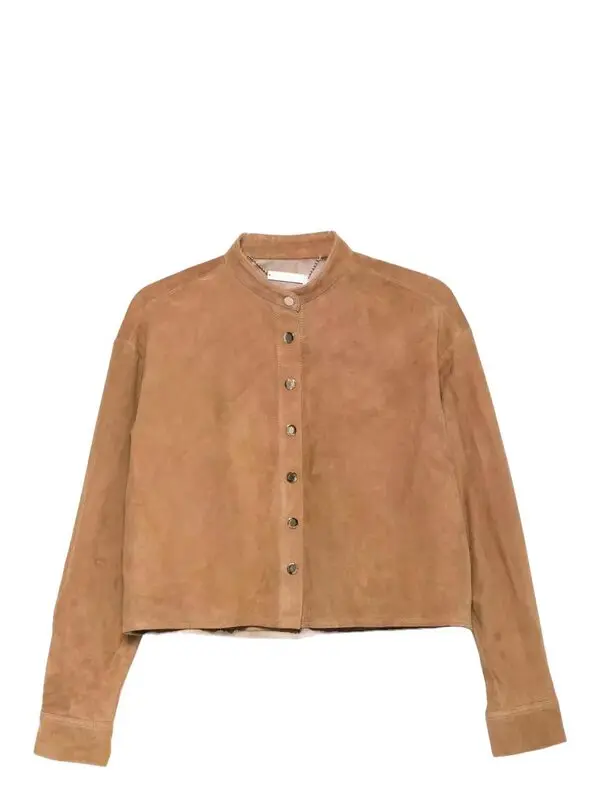 Nour Hammour Lucien Long-sleeve Suede Jacket - Neutrals