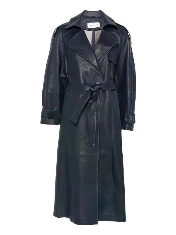 Nour Hammour Claudia Belted Trench Coat - Blue