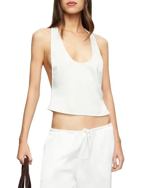 Lioness Bare Crop Satin Tank - Porcelain