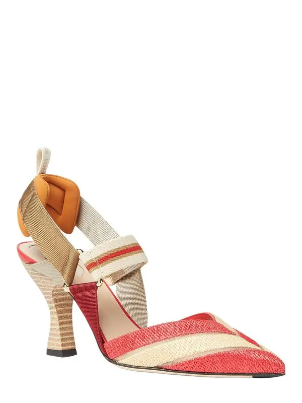 Fendi Colibri Slingback Pump - Beige Rafia Rubino
