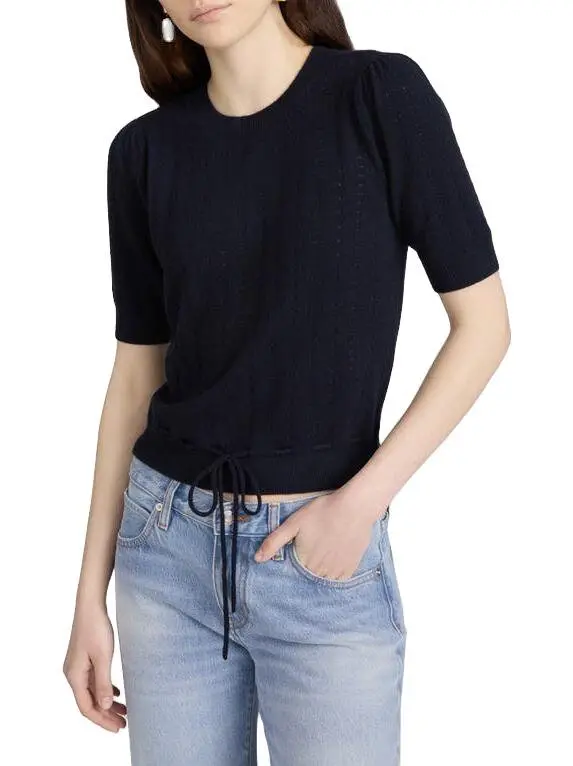 FRAME Cashmere Pointelle Sweater - Navy