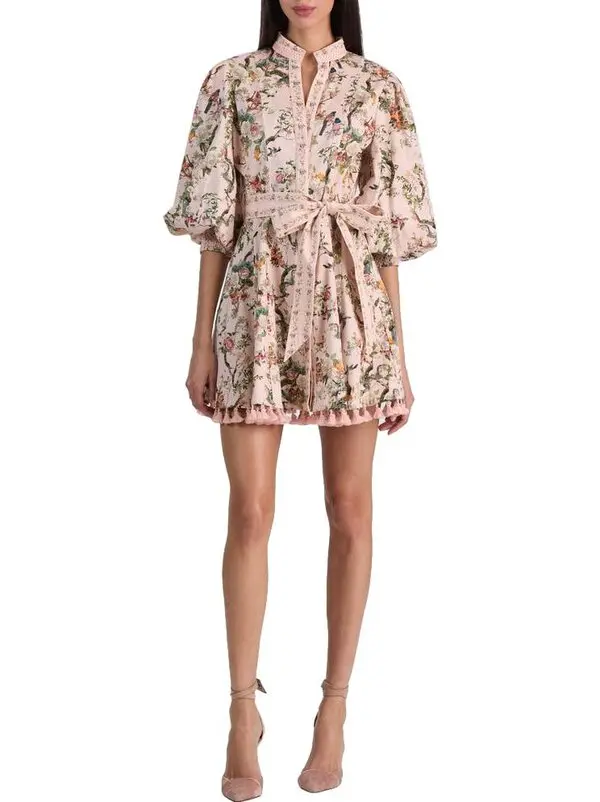 Alice + Olivia Lucy Floral Print Mini Dress - Sunset Grove English Rose