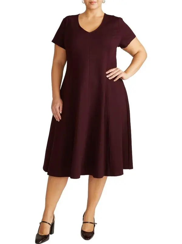 Universal Standard Lucinda Ponte Dress - Black Cherry Red