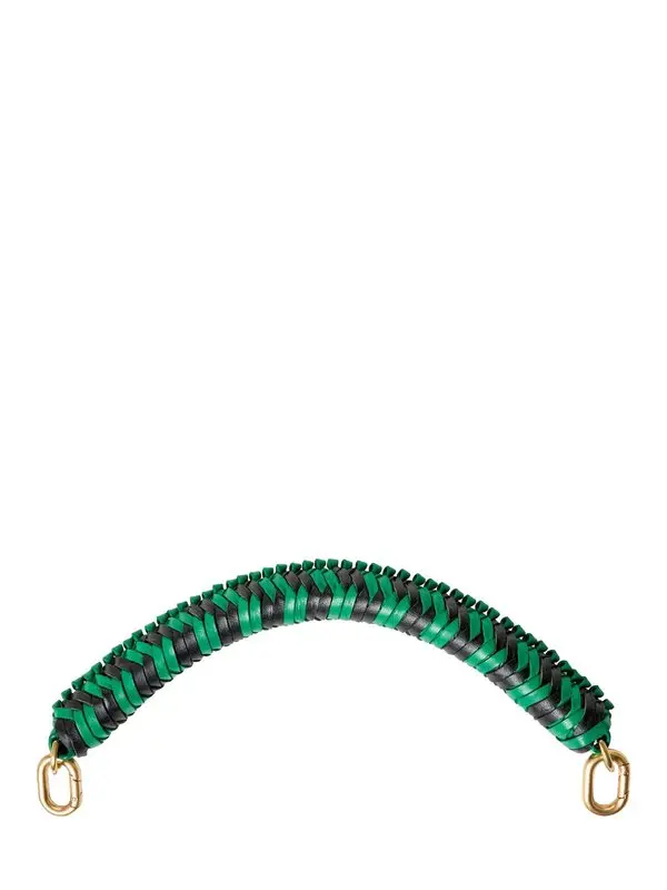 Clare V. Braided Leather Top Handle - Green Apple/black