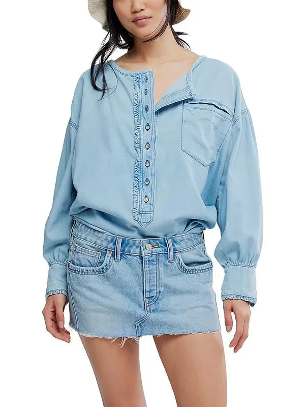 Free People Lainey Low Rise Denim Mini Skirt - Its All Right