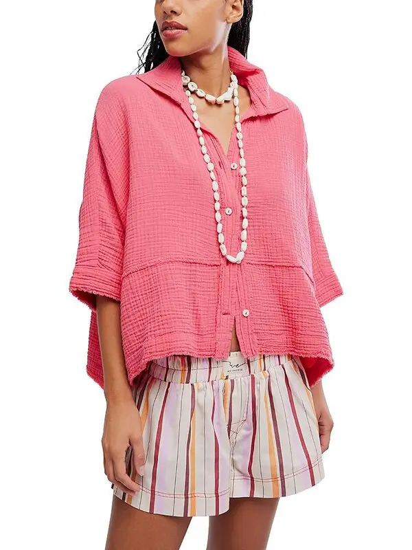 Free People Happy Days Collared Top - Tart Berry