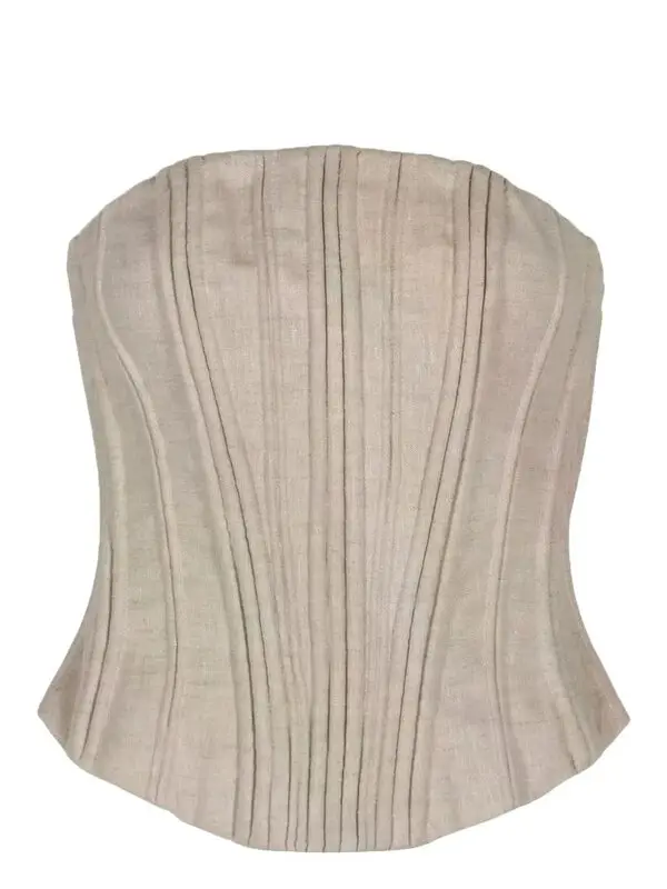 ANDRES OTALORA Te Miro Pleated Strapless Top - Neutrals