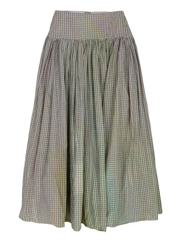 Alexis Gingham-check Midi Skirt - Brown