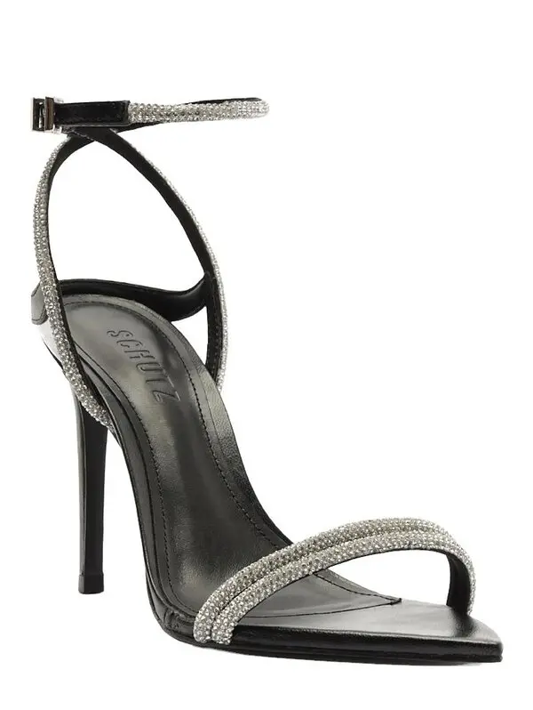 Schutz Skye Shine Sandals - Black