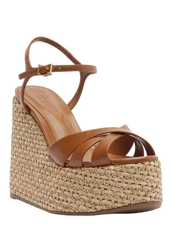 Schutz Keefa Espadrille Wedge Sandals - Burnt Honey