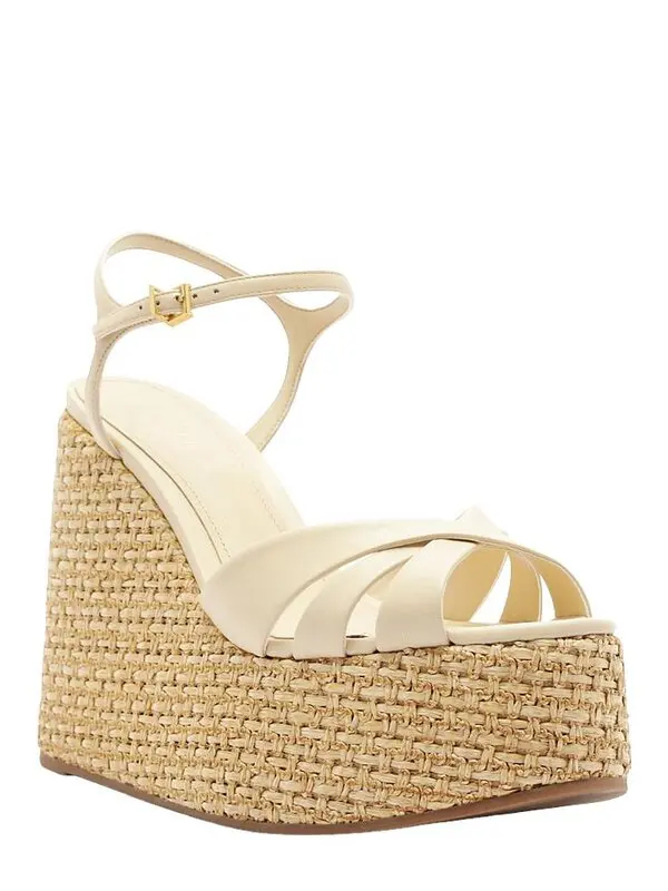 Schutz Keefa Espadrille Wedge Sandals - Egg Shell