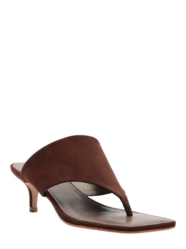Schutz Sage Mid Stiletto Sandals In Suede - Root Brown