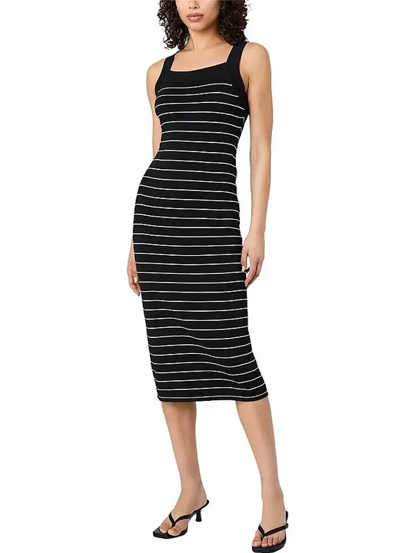 French Connection Bodycon Cross Back Midi Dress - Black/summer White