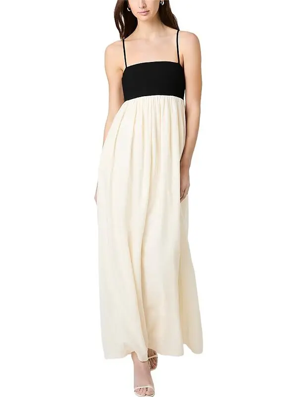 French Connection Phoebe Combo Alicia Maxi Dress - Black/porcelan Cream