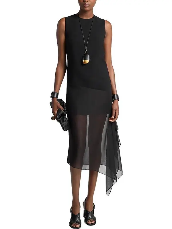 Michael Kors Asymmetrical Veiled Dress - Black